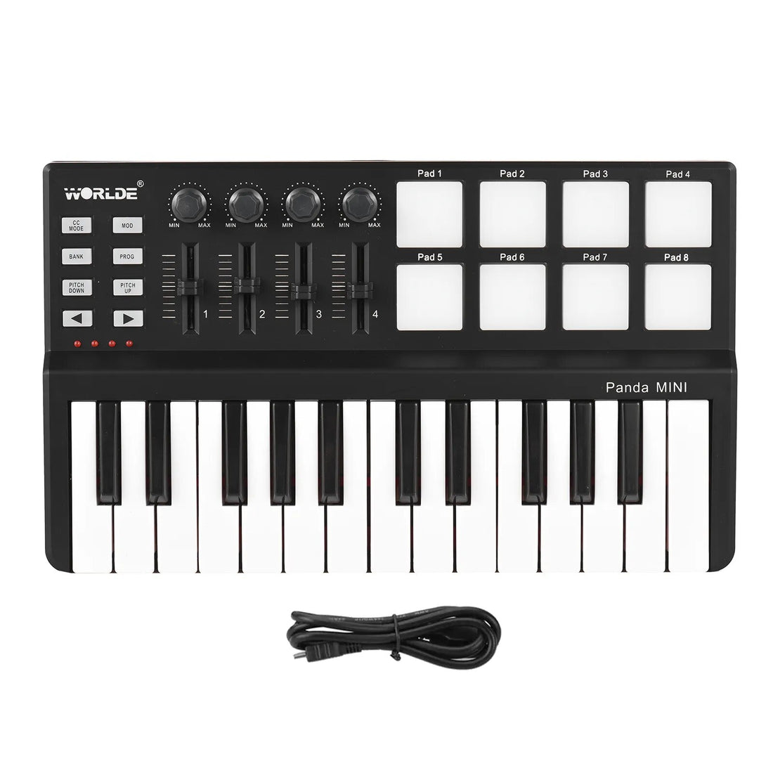 Worlde Panda Midi Keyboard Mini 25 Velocity-sensitive Keys USB Powered ...